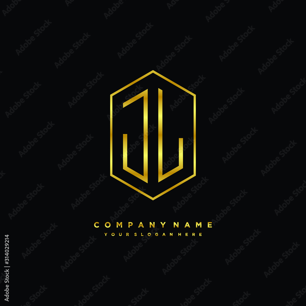 Letter JL logo minimalist luxury gold color Stock Vector | Adobe Stock