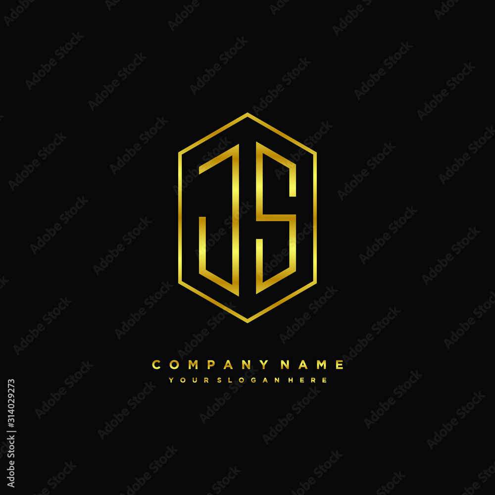 Letter JS logo minimalist luxury gold color Stock Vector | Adobe Stock