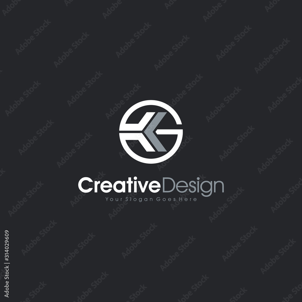 Abstract letter KG logo design. Creative,Premium Minimal emblem design ...