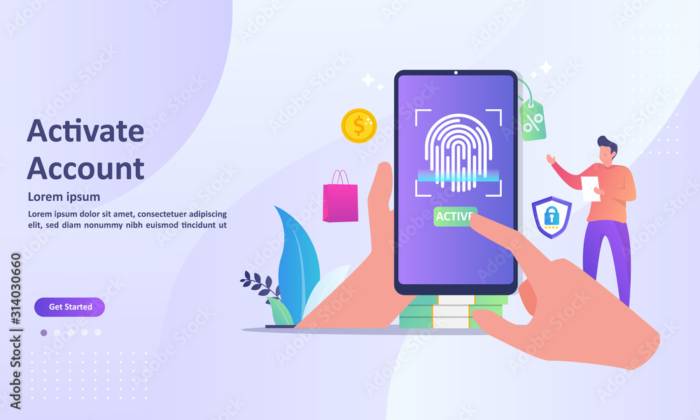 Activation account with fingerprint recognition technology, Touch ID ...