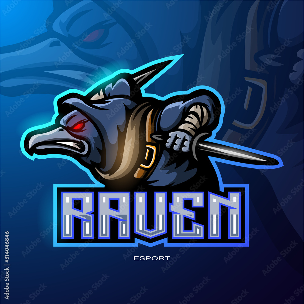 Raven mascot esport logo design Stock Vector | Adobe Stock