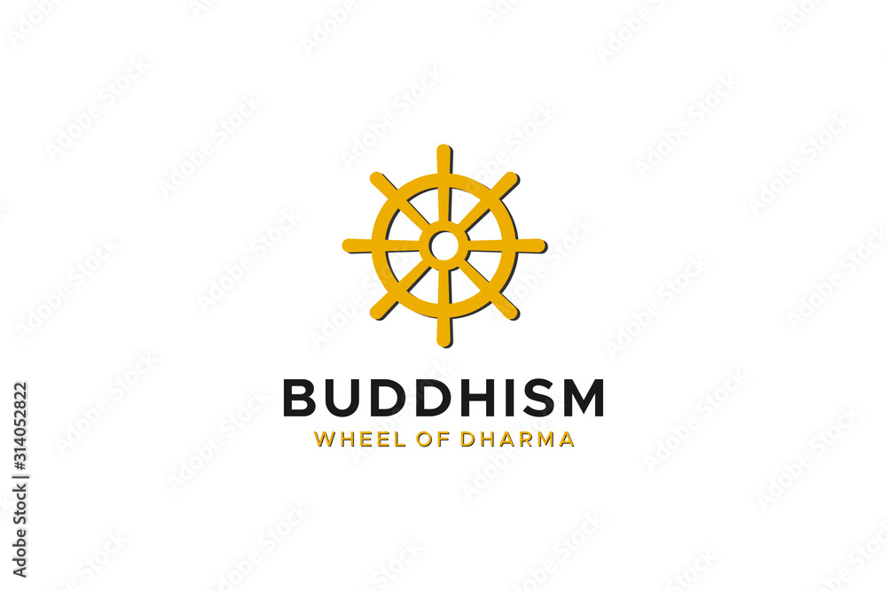Religious Symbol Buddhism Wheel of Dharma isolated on white background ...