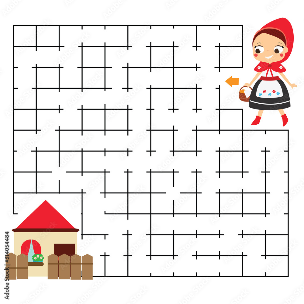 Maze puzzle. Help Red riding hood find home. Activity for toddlers ...