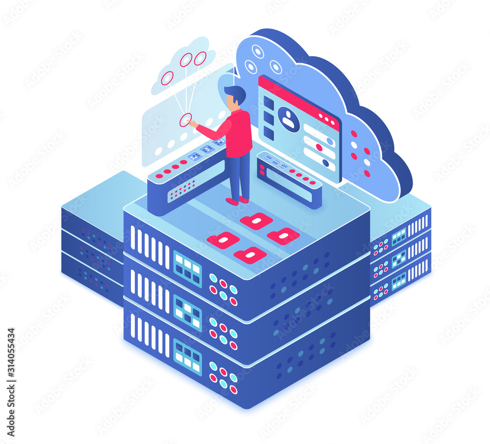 Vetor do Stock: Cloud computing isometric vector illustration ...