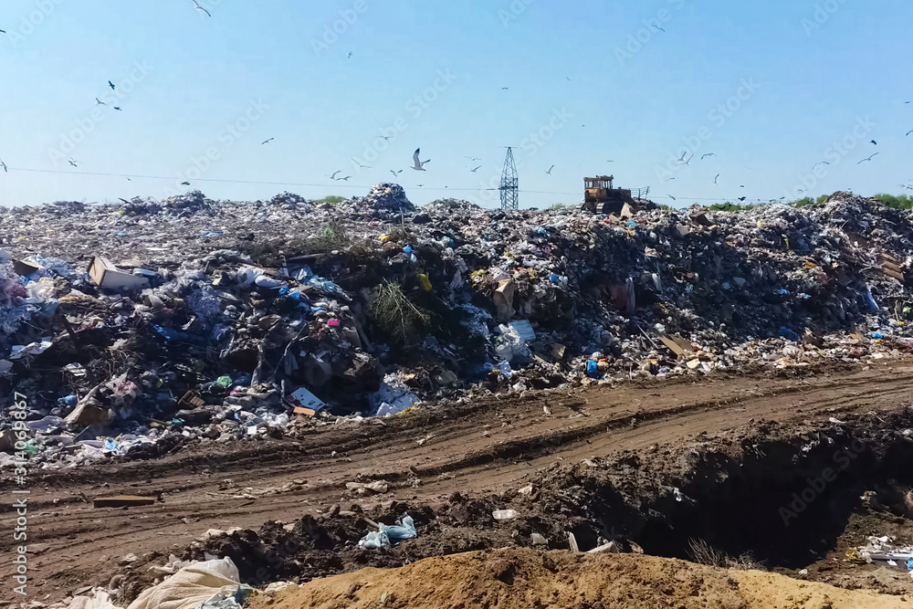 Garbage dump, top view of trash. Landfill. Stock Photo | Adobe Stock