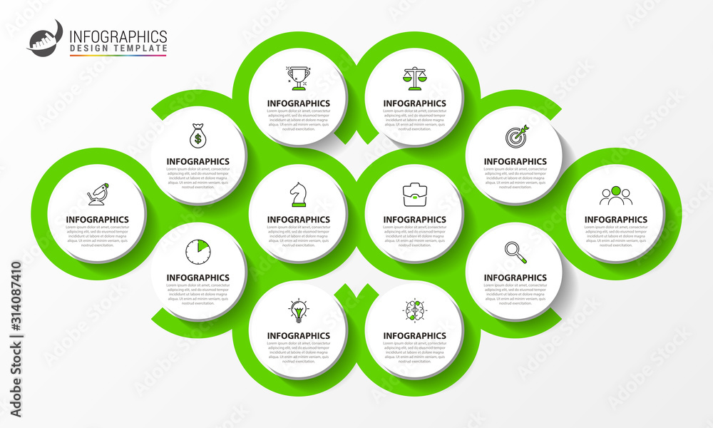 Infographic design template. Creative concept with 12 steps Stock ...