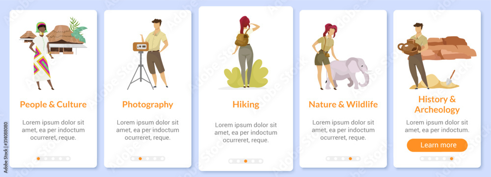 Exploration Onboarding Mobile App Screen Vector Template History And Culture Discovery