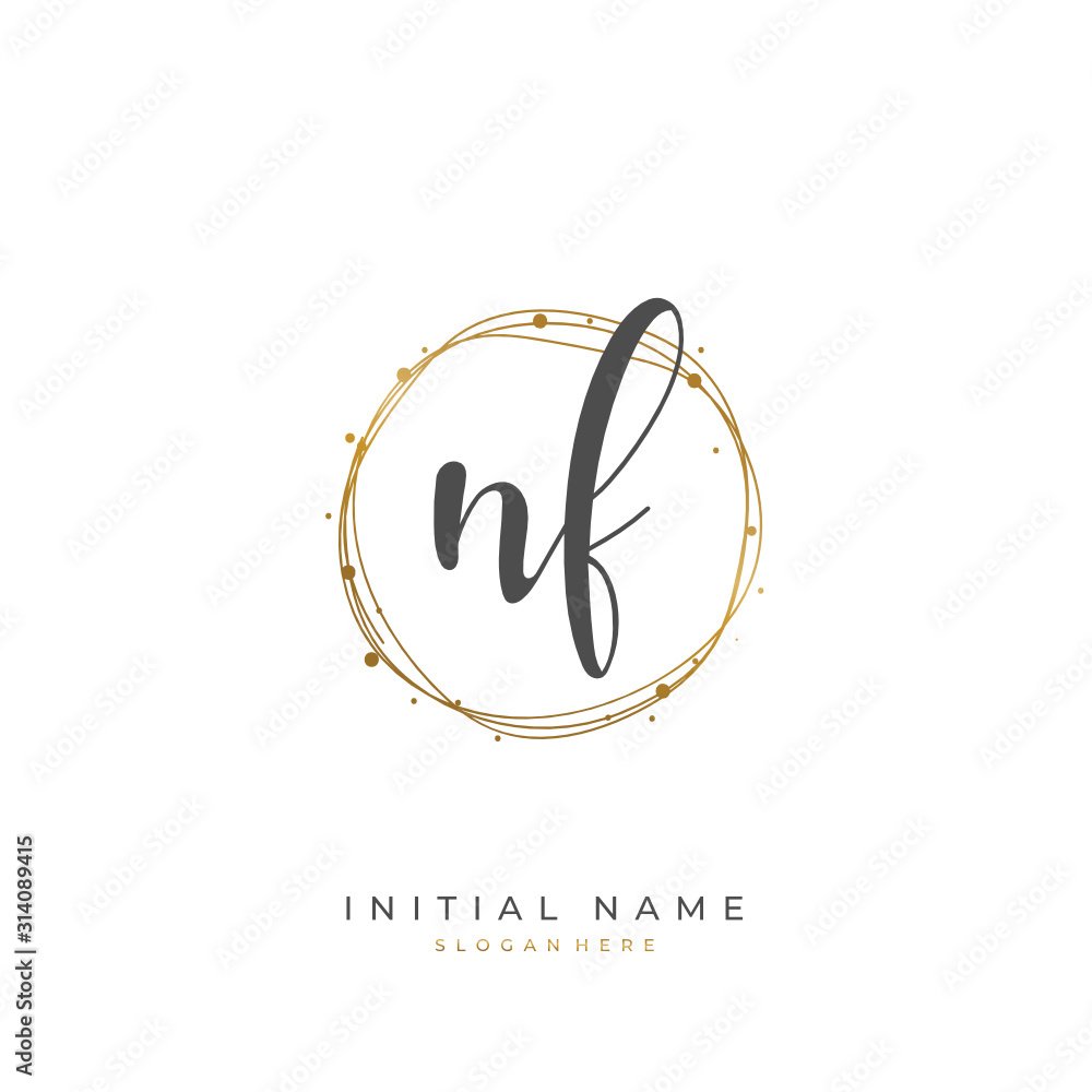 Handwritten initial letter N F NF for identity and logo. Vector logo ...