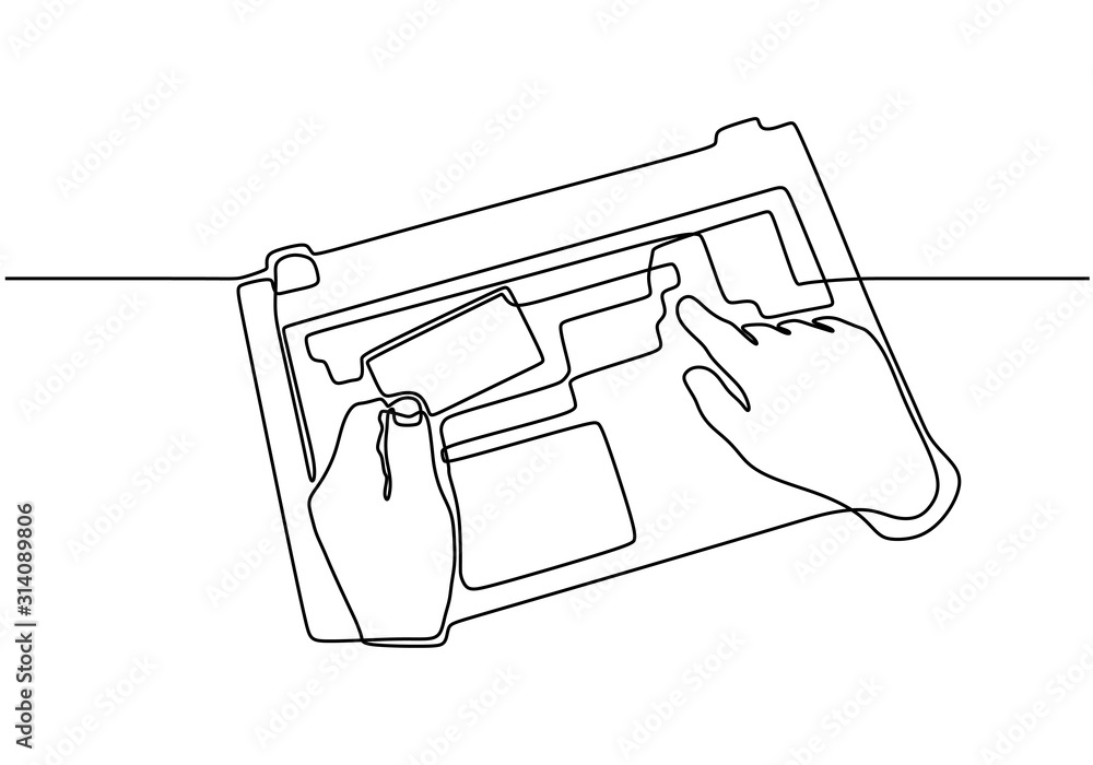 Printer one line drawing. Vector electronic object isolated on white ...