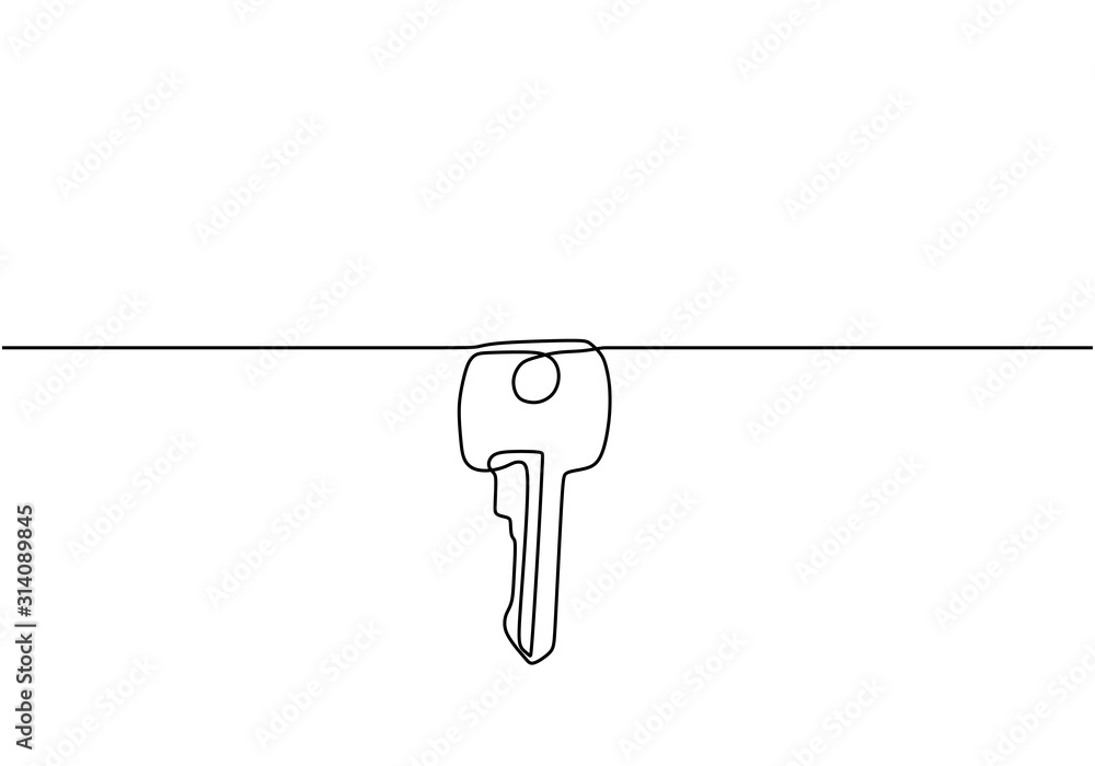 Key one line drawing of isolated vector object. Stock Vector | Adobe Stock