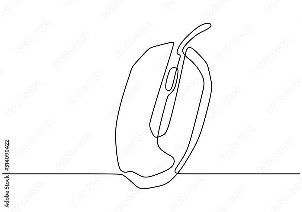Electronic mouse one line drawing. Continuous hand drawn sketch contour ...