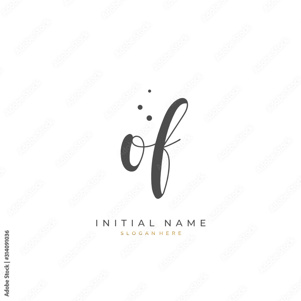 Handwritten initial letter O F OF for identity and logo. Vector logo ...