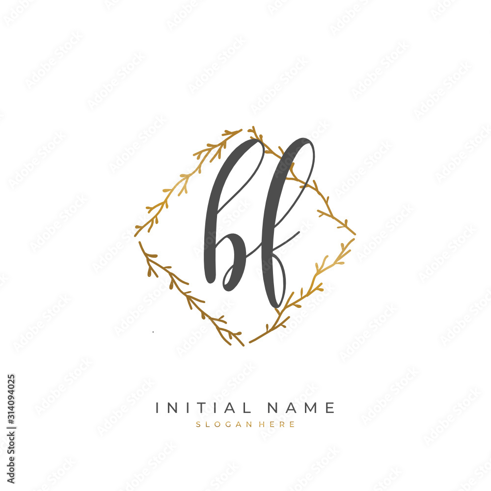 Handwritten initial letter B F BF for identity and logo. Vector logo ...