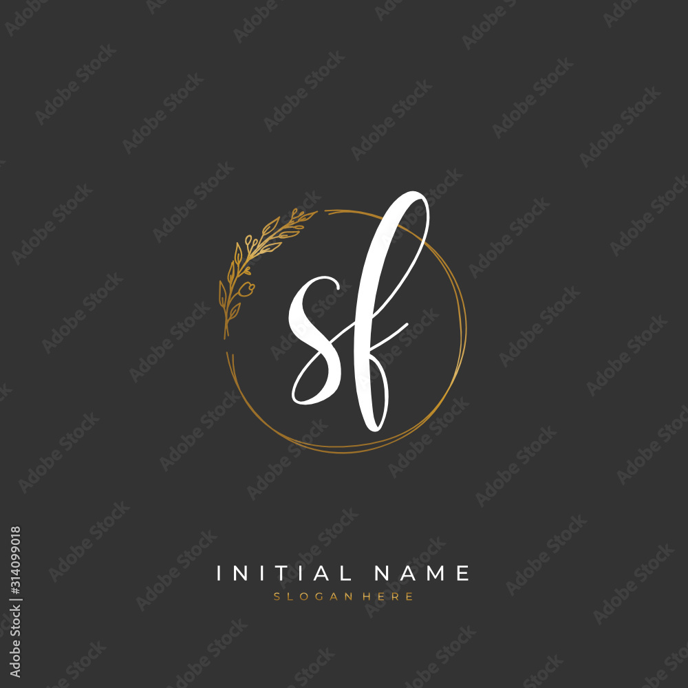 Handwritten initial letter S F SF for identity and logo. Vector logo ...
