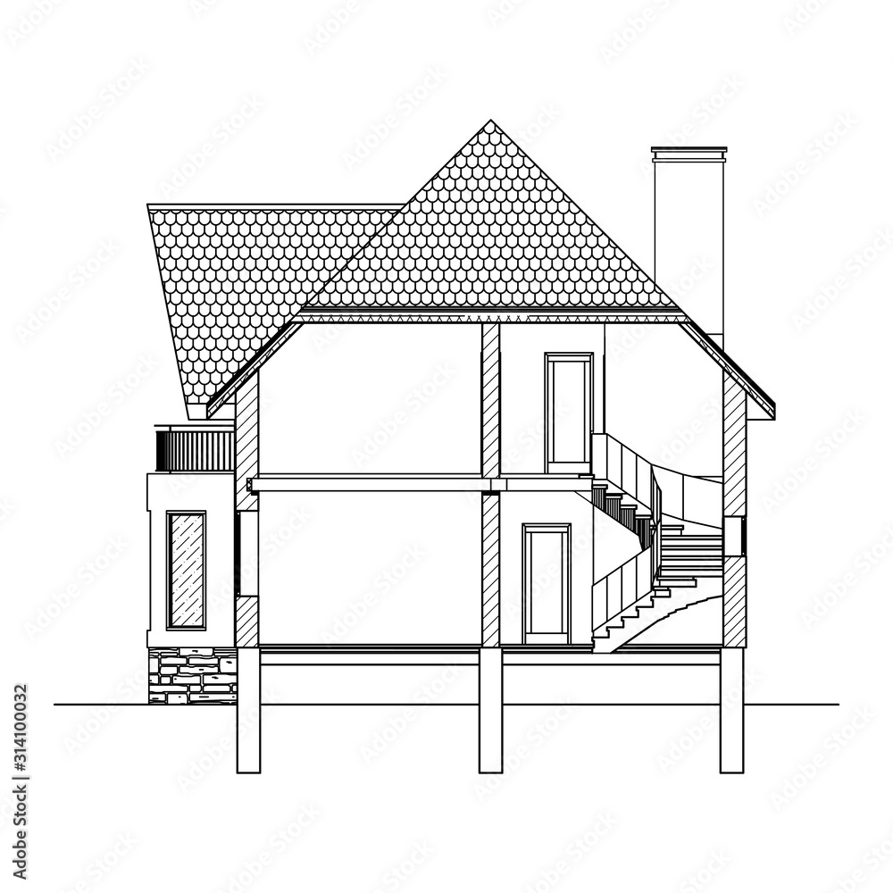 Modern architectural background. Cross-section house. Vector ...