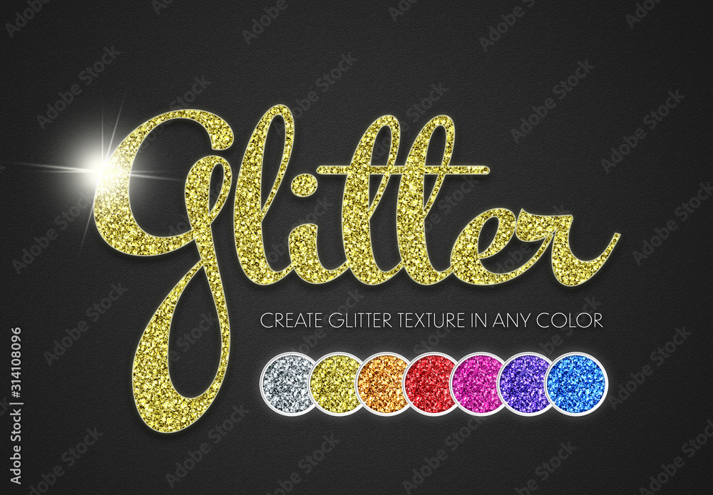 Glitter Texture Text Effect Mockup Stock Template | Adobe Stock