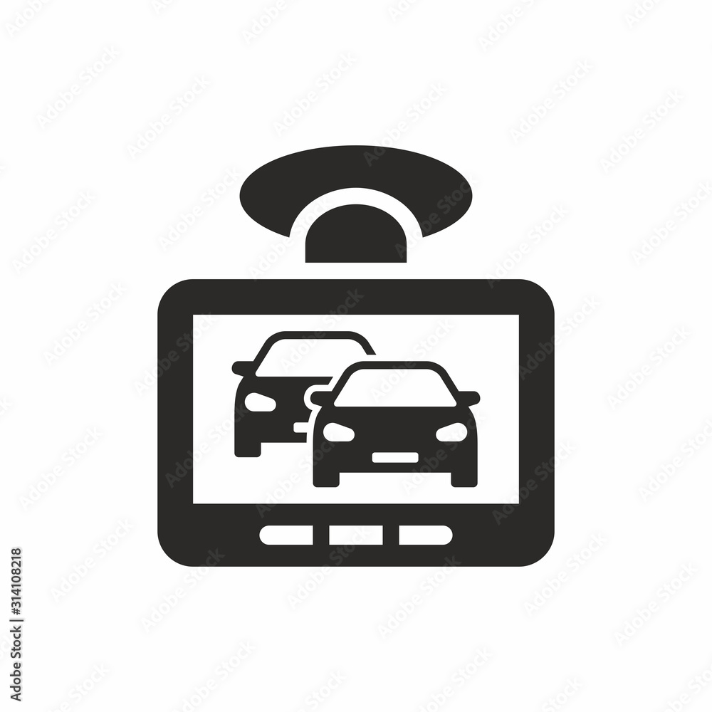 Car dash cam icon, DVR. Vector icon isolated on white background. Stock ...