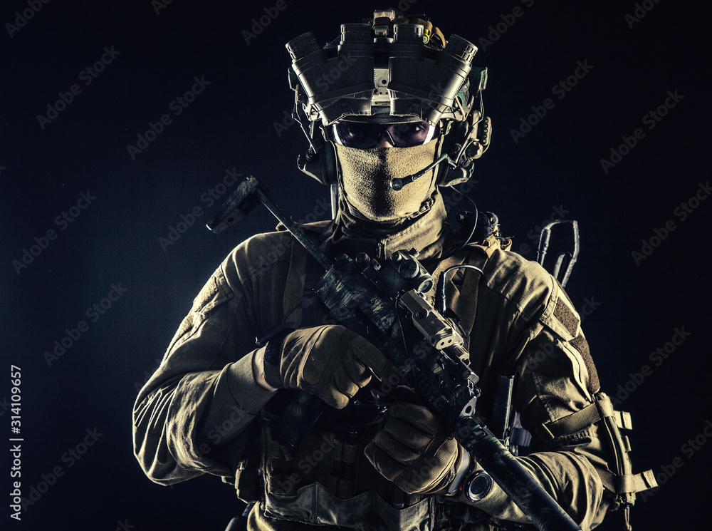 Elite commando fighter, private military company mercenary, special ...
