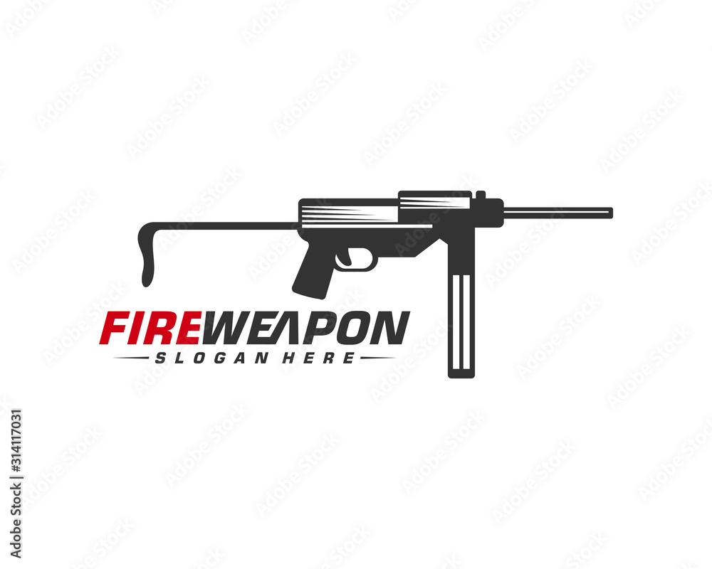 Weapon Fire logo design vector, Machine gun vector, Design Illustration ...