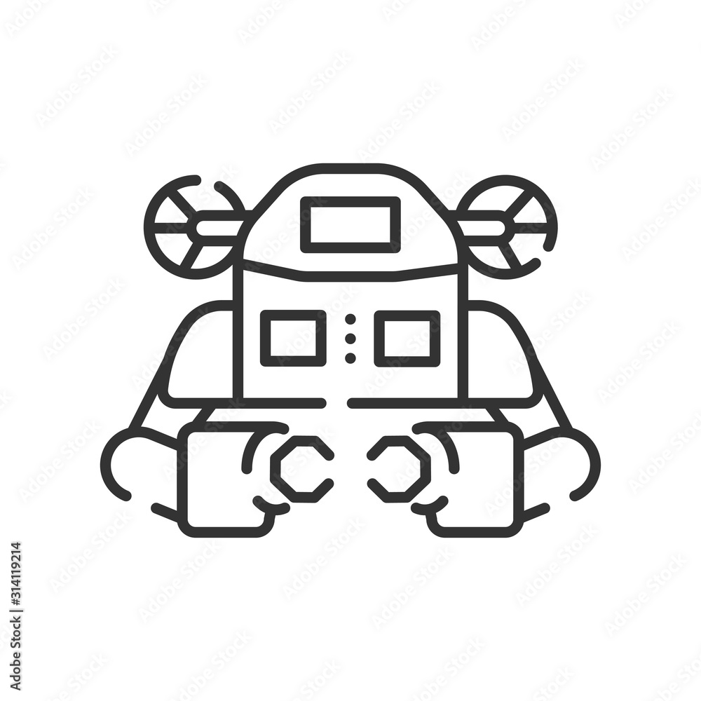 Underwater robot black line icon. Aquanaut, an autonomous electric ...