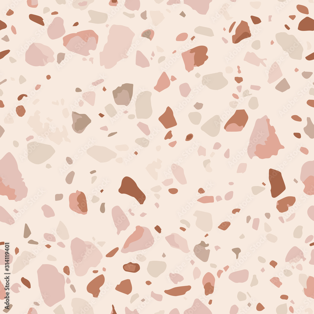 Terrazzo flooring seamless texture. Realistic vector pattern of mosaic ...