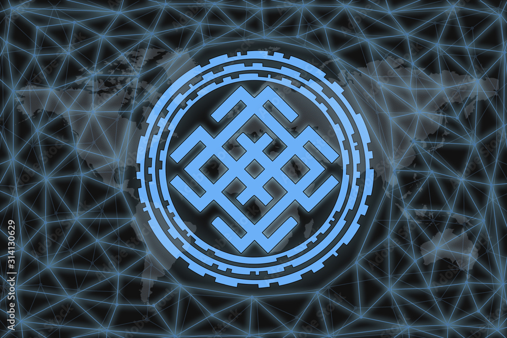 Slavic sign Belobog. Abstract illustration. With a dark background and ...