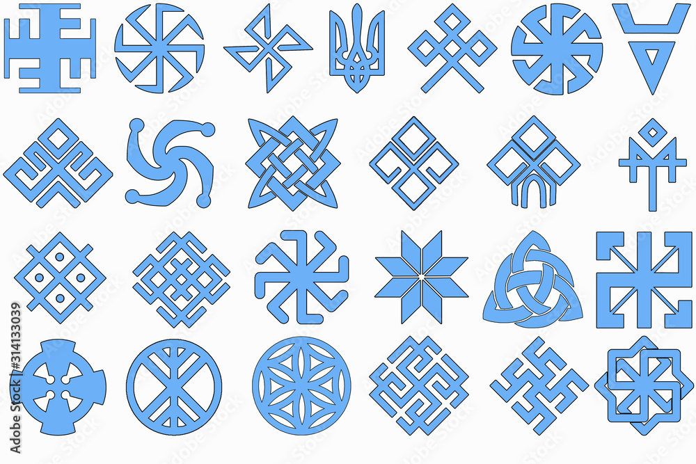 Slavic sign. Abstract illustration. With a dark background and a world ...