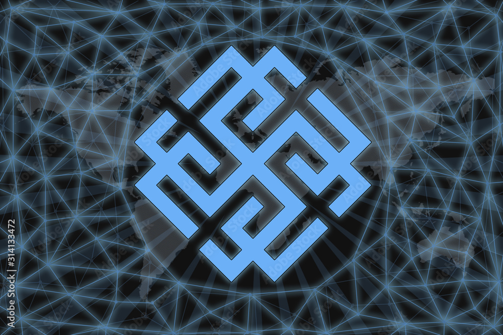 Slavic sign Svarozhich. Abstract illustration. With a dark background ...