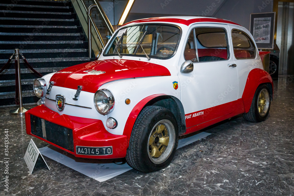 MAASTRICHT, NETHERLANDS - JANUARY 15, 2016: Sports car Fiat-Abarth 1000 ...
