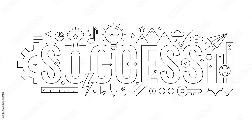 success and achievement symbols. technical drawing success and symbols ...