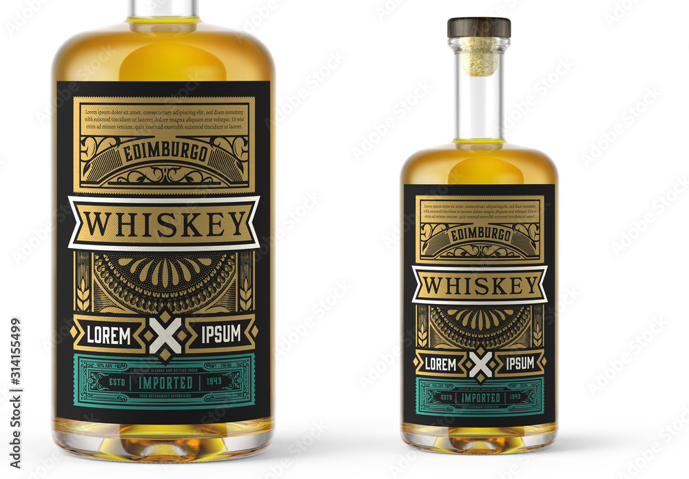 Vintage Whiskey Label Packaging Layout Stock Template | Adobe Stock