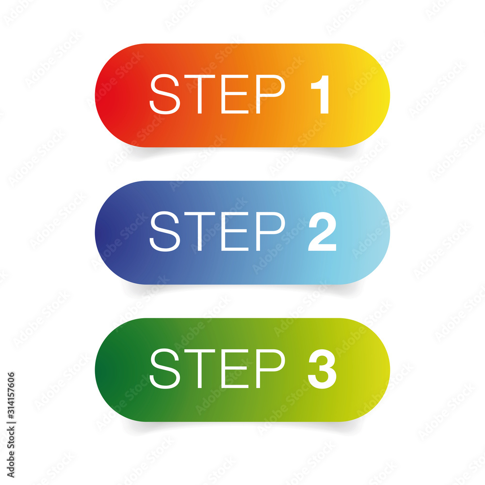 Step One Two Three progress buttons Stock Vector | Adobe Stock