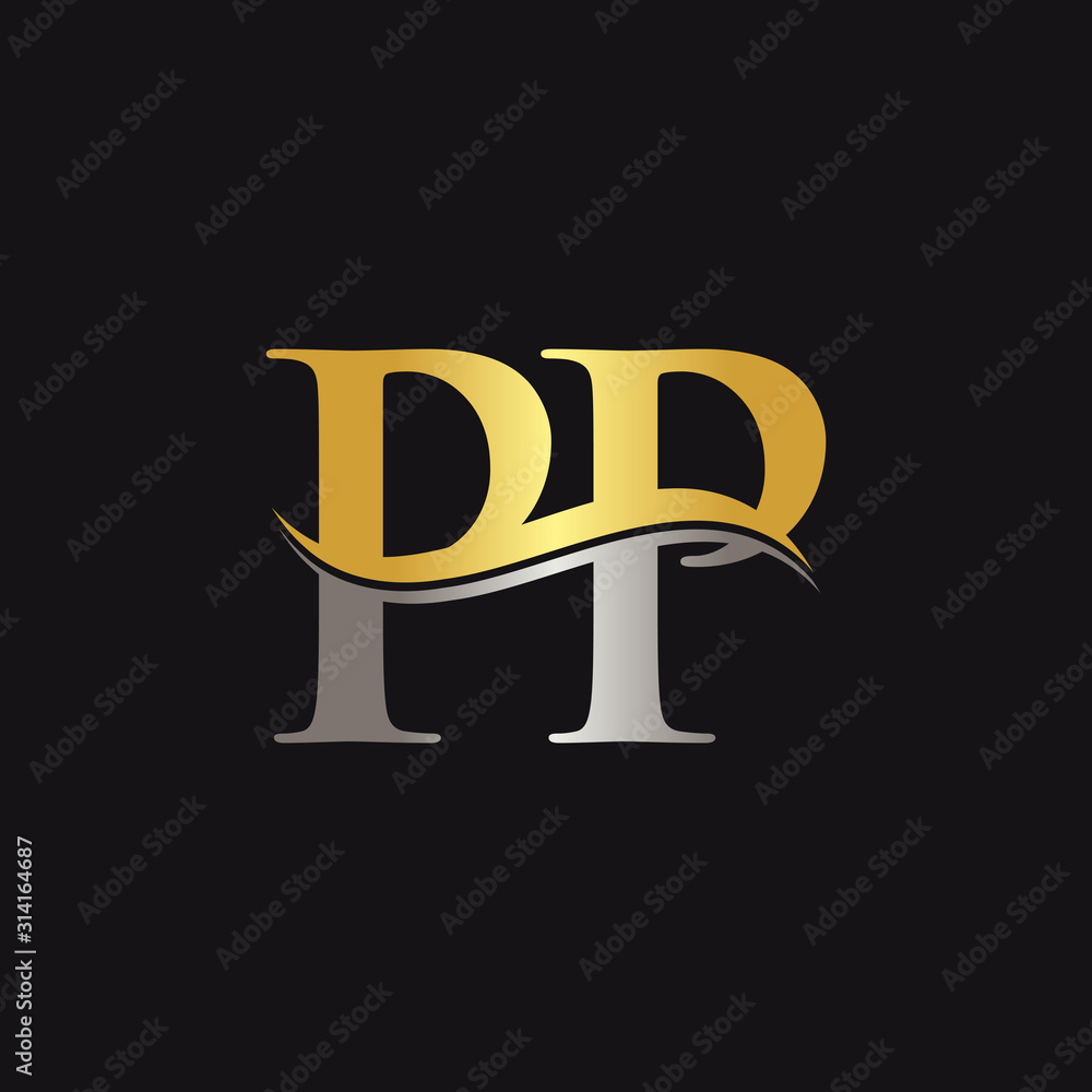 Gold And Silver letter PP Logo Design with black Background. PP Letter ...
