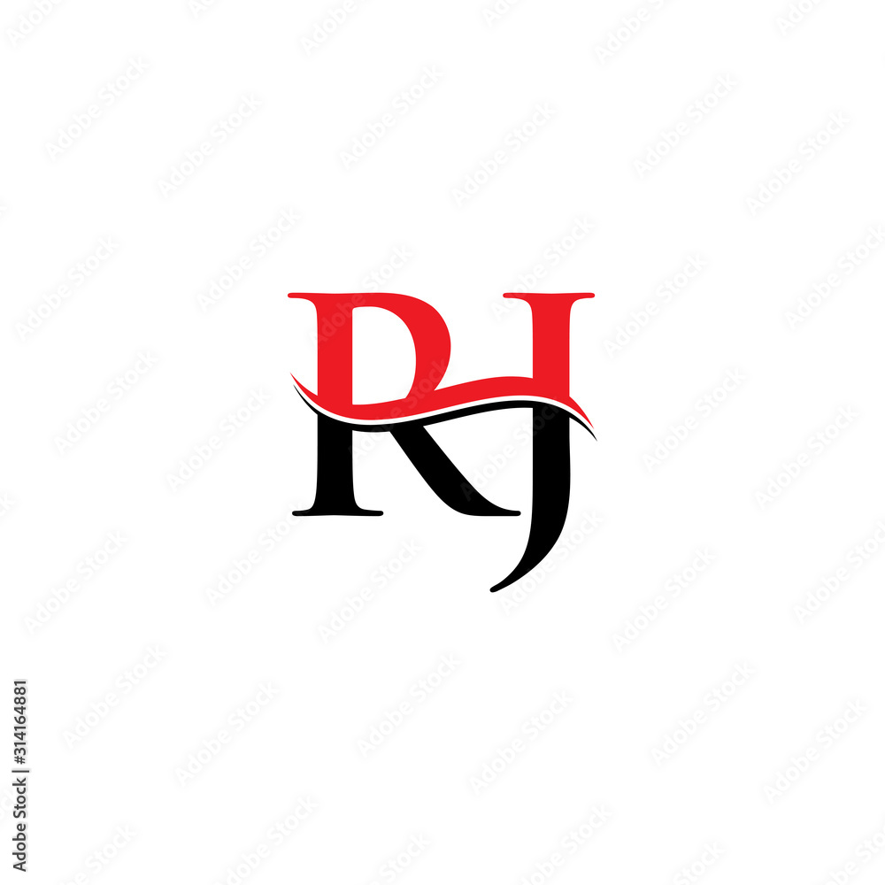 Initial Red And Black letter RJ Logo Design Vector Template. RJ Letter ...