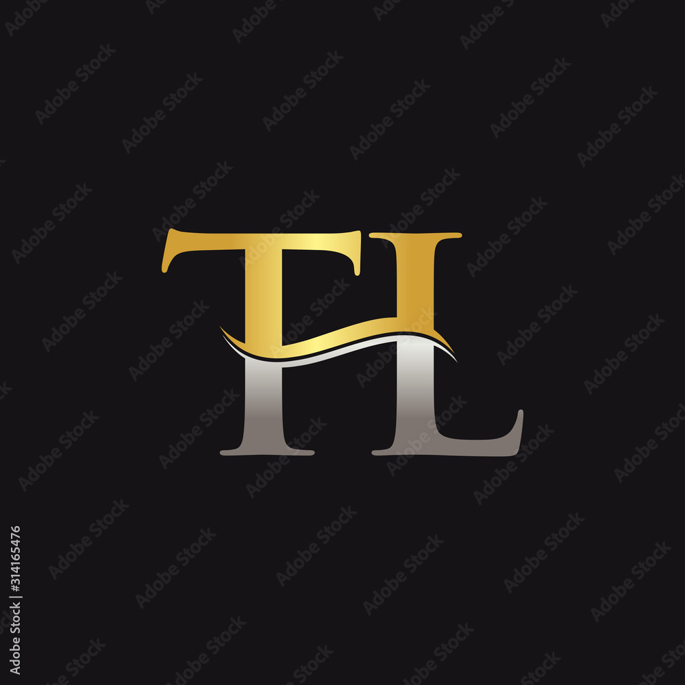 Gold And Silver letter TL Logo Design with black Background. TL Letter Logo Design Stock Vector ...