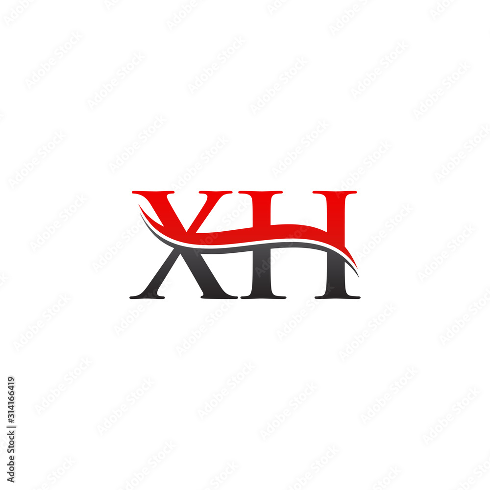 Initial XH Letter Linked Logo. Creative Letter XH Logo Vector With Red ...