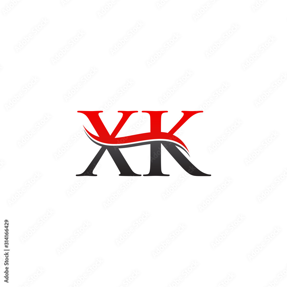 Initial XK Letter Linked Logo. Creative Letter XK Logo Vector With Red ...