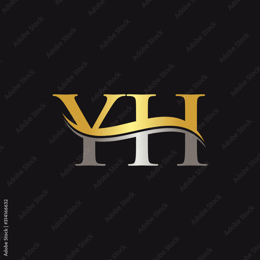 Vetor de Initial Gold and Silver YH Letter Linked Logo with Black ...