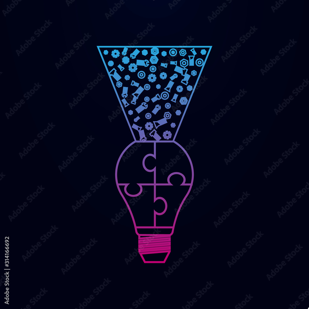 Light bulb puzzle, idea ligh logo nolan icon. Simple thin line, outline ...