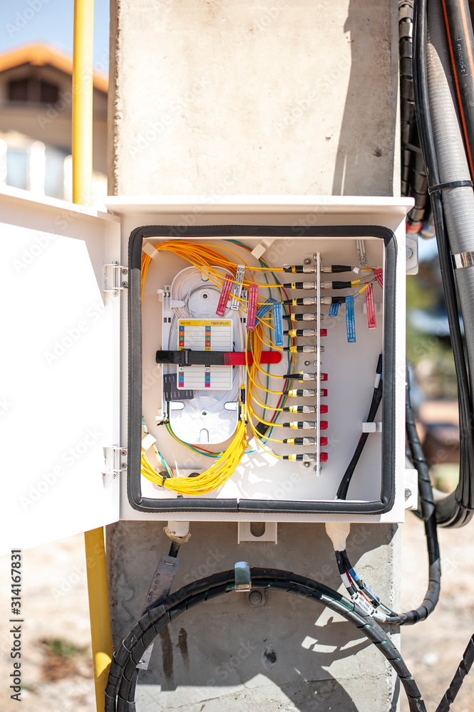 Roi Et, Thailand - January 6,2020 : Consumer unit of telephone signal ...