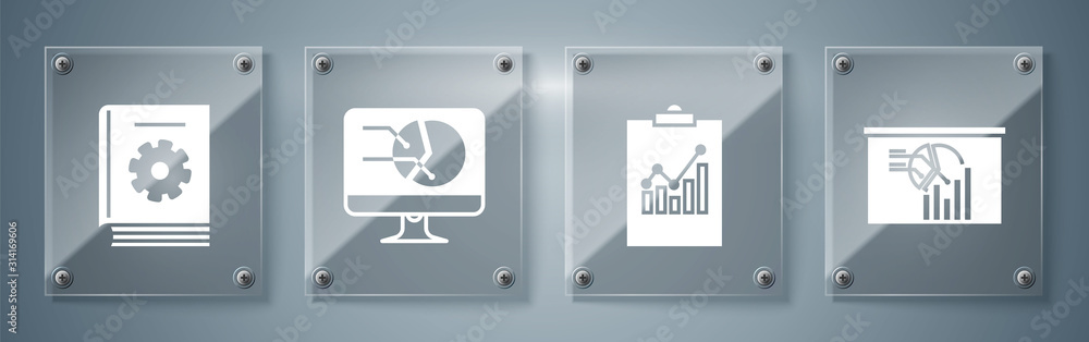 Set Board with graph chart, Clipboard with graph chart, Computer ...