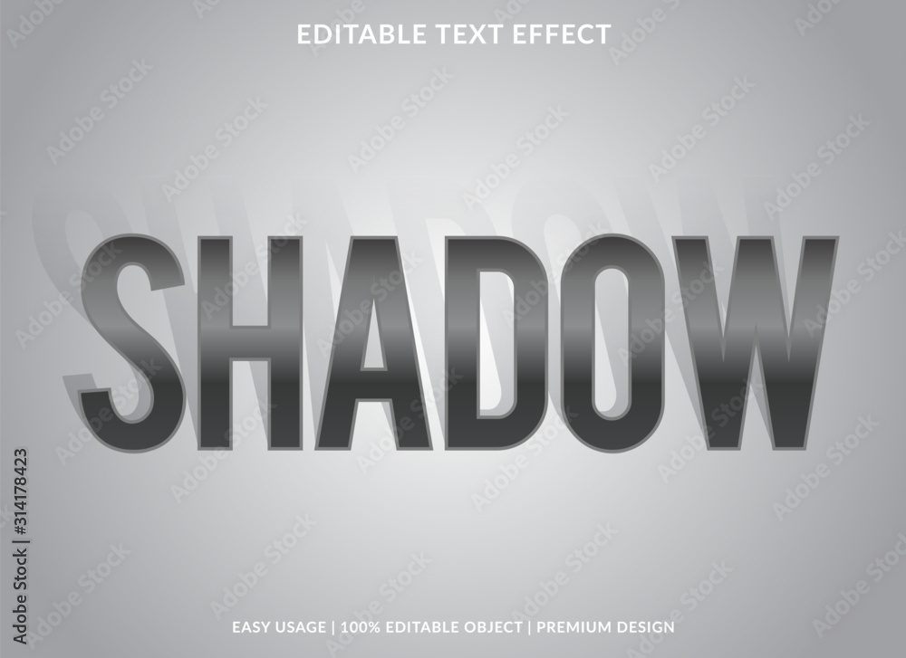 Vetor de shadow text effect template with silver type style and ...