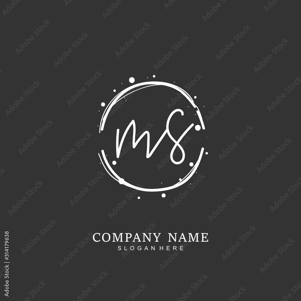 Handwritten initial letter M S MS for identity and logo. Vector logo ...