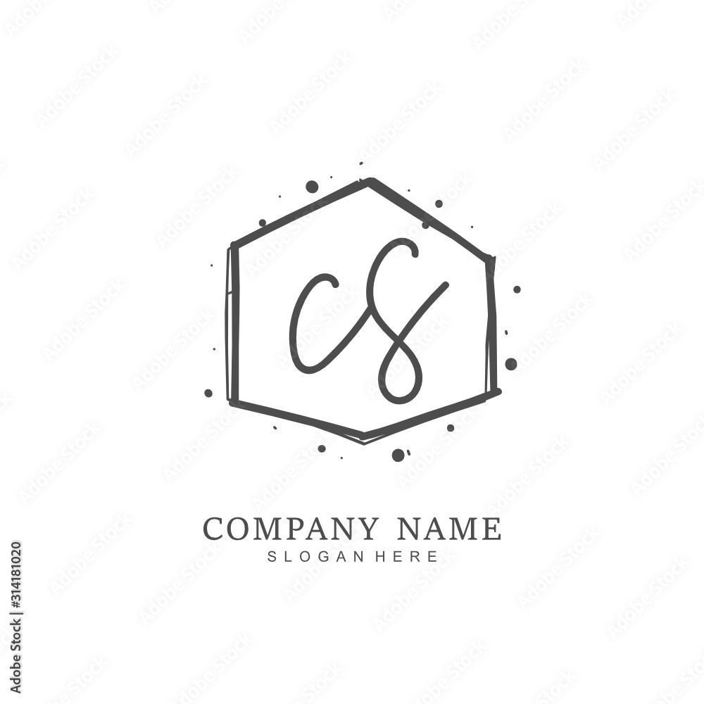 Handwritten initial letter C S CS for identity and logo. Vector logo ...
