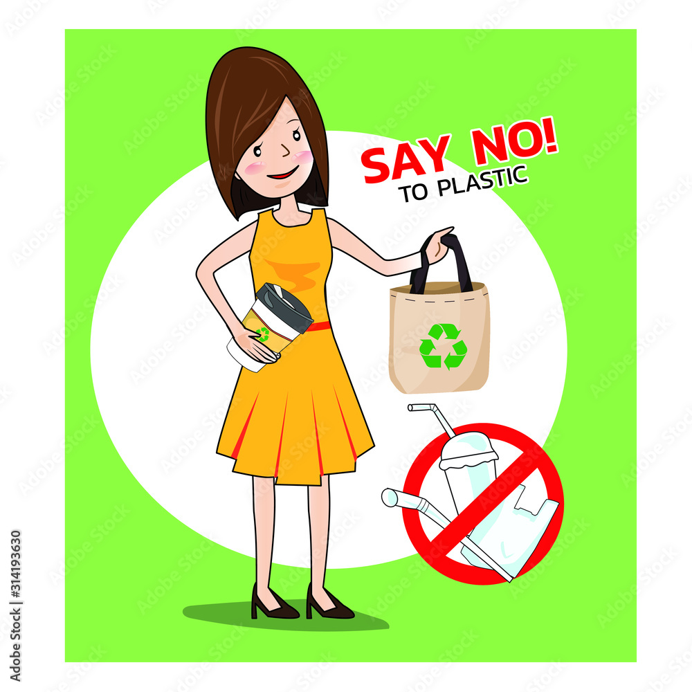 say no to plastic, use cloth bags, man with a cloth bag, Hands up,World ...