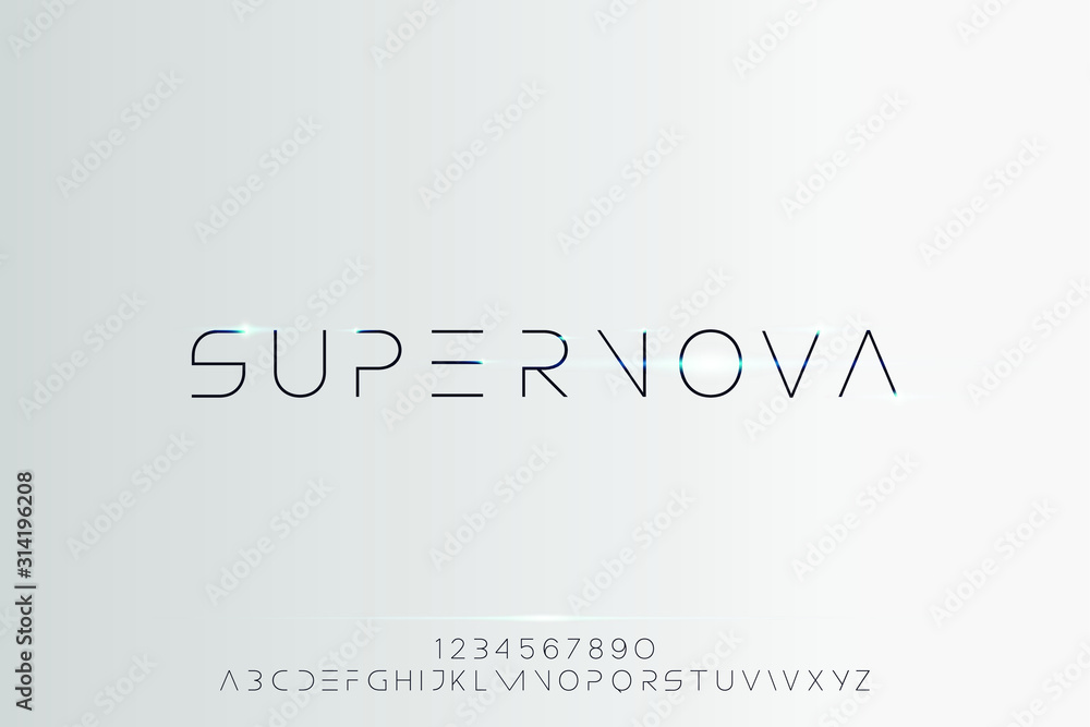 Supernova. Abstract technology futuristic alphabet font. digital space ...