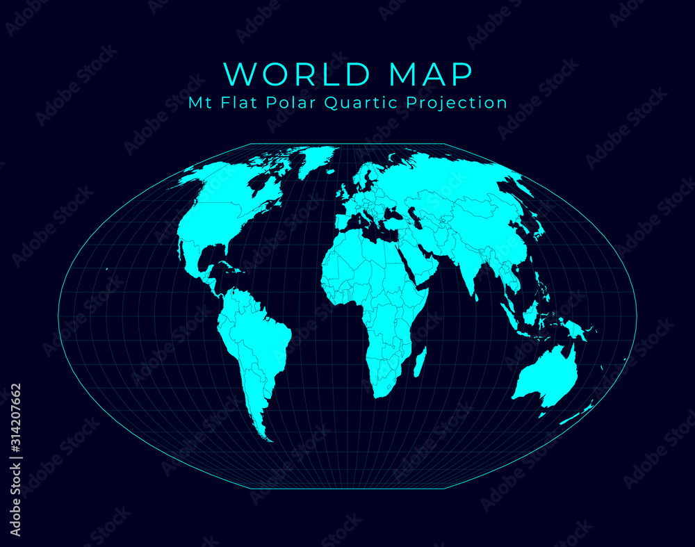 Map of The World. McBryde-Thomas flat-polar quartic pseudocylindrical ...