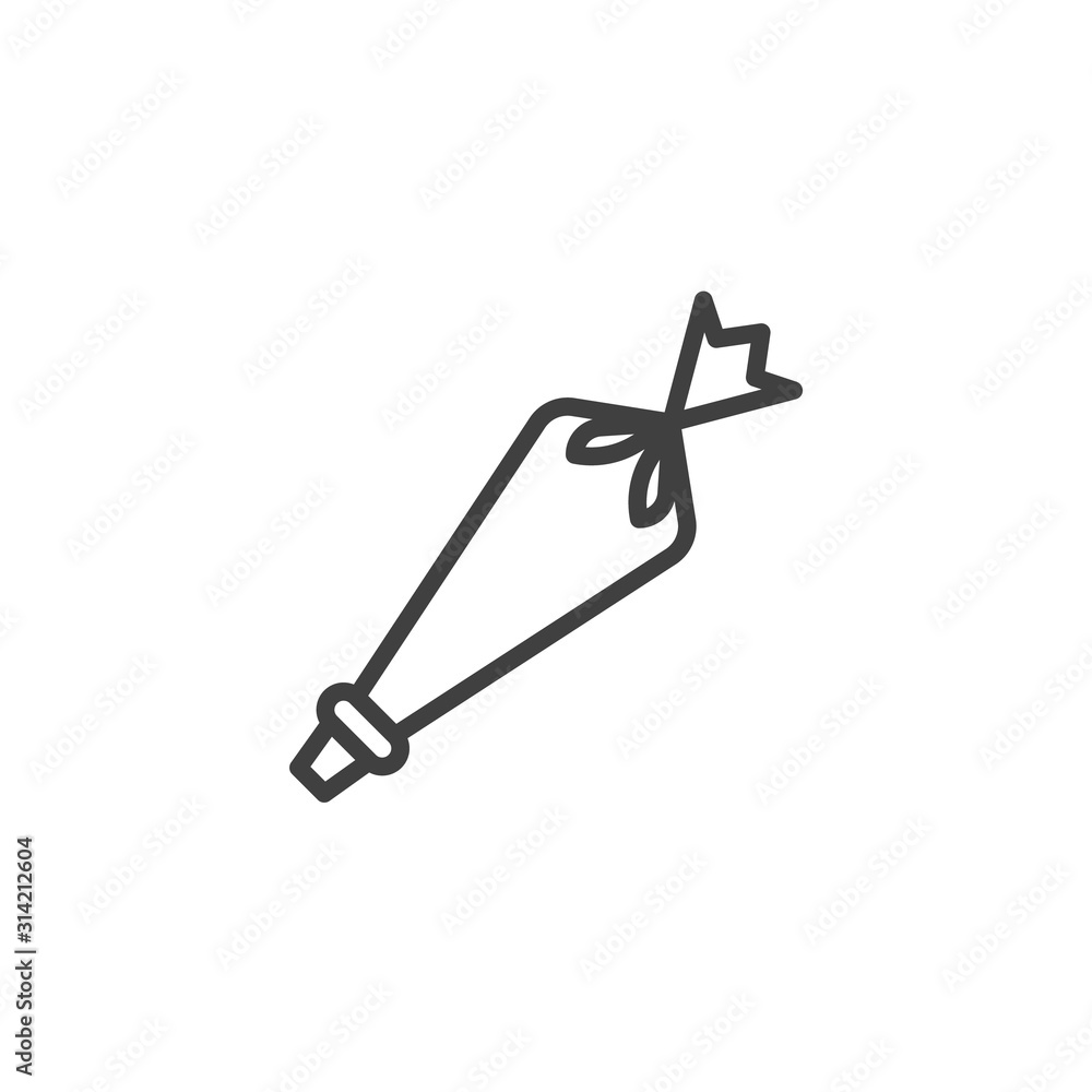 Icing bag with nozzle line icon. linear style sign for mobile concept ...