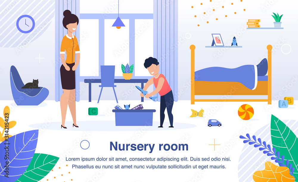 Nursery Room Cleaning, Child Housework and Routine Duties Trendy Flat ...