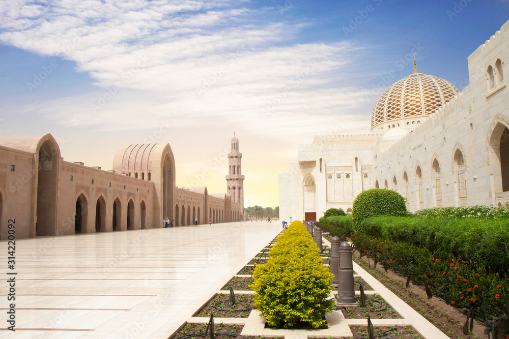 Muscat. Oman. Grand mosque of Sultan Qaboos. The Sultan Qaboos mosque ...